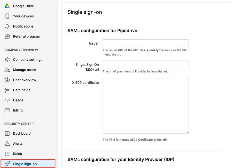 Single sign-on (SSO) - Knowledge Base | Pipedrive